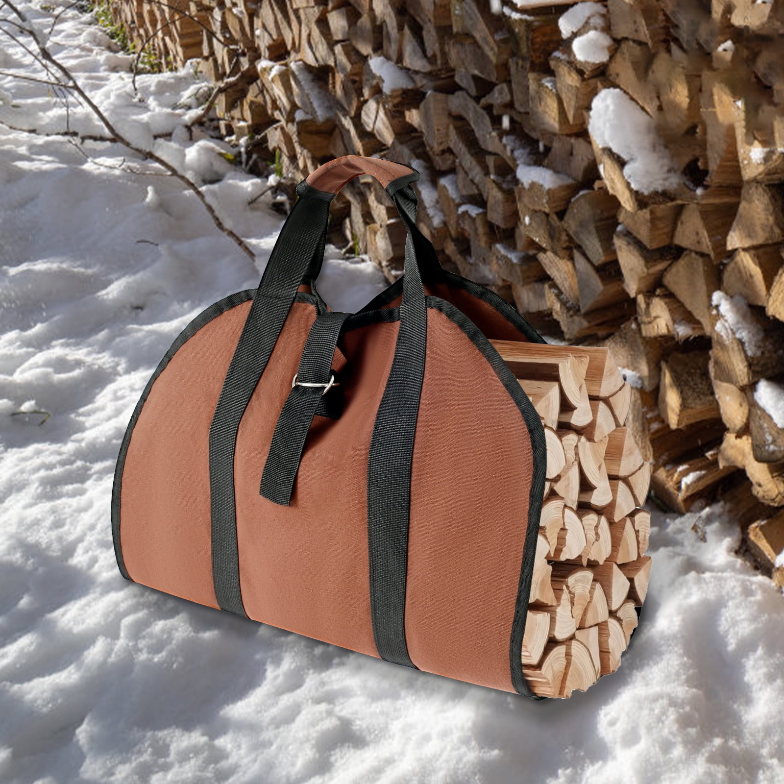 2Pcs Waxed Canvas Firewood Carrier, Heavy Duty Firewood Log Carrier,38 ...