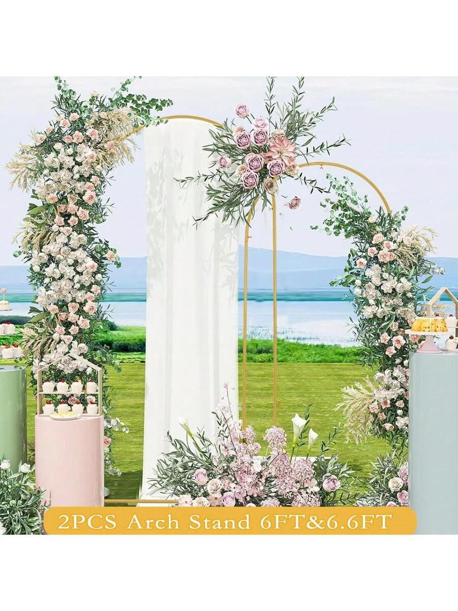 2Pcs Wedding Arch Backdrop Stand For Parties ,Gold Balloon Arch Stand ...