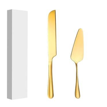 Lnrkai Wedding Cake Knife and Server Set, Gold Cake Cutting Set for ...