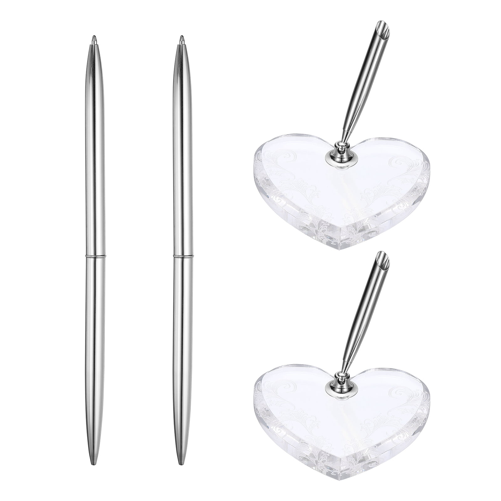 2Pcs Wedding Pens, Guest Book Pen Set with Acrylic Heart Base Stand for ...