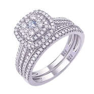 Metal Masters Womens Sterling Silver Bridal Set 2ct. Engagement Wedding ...