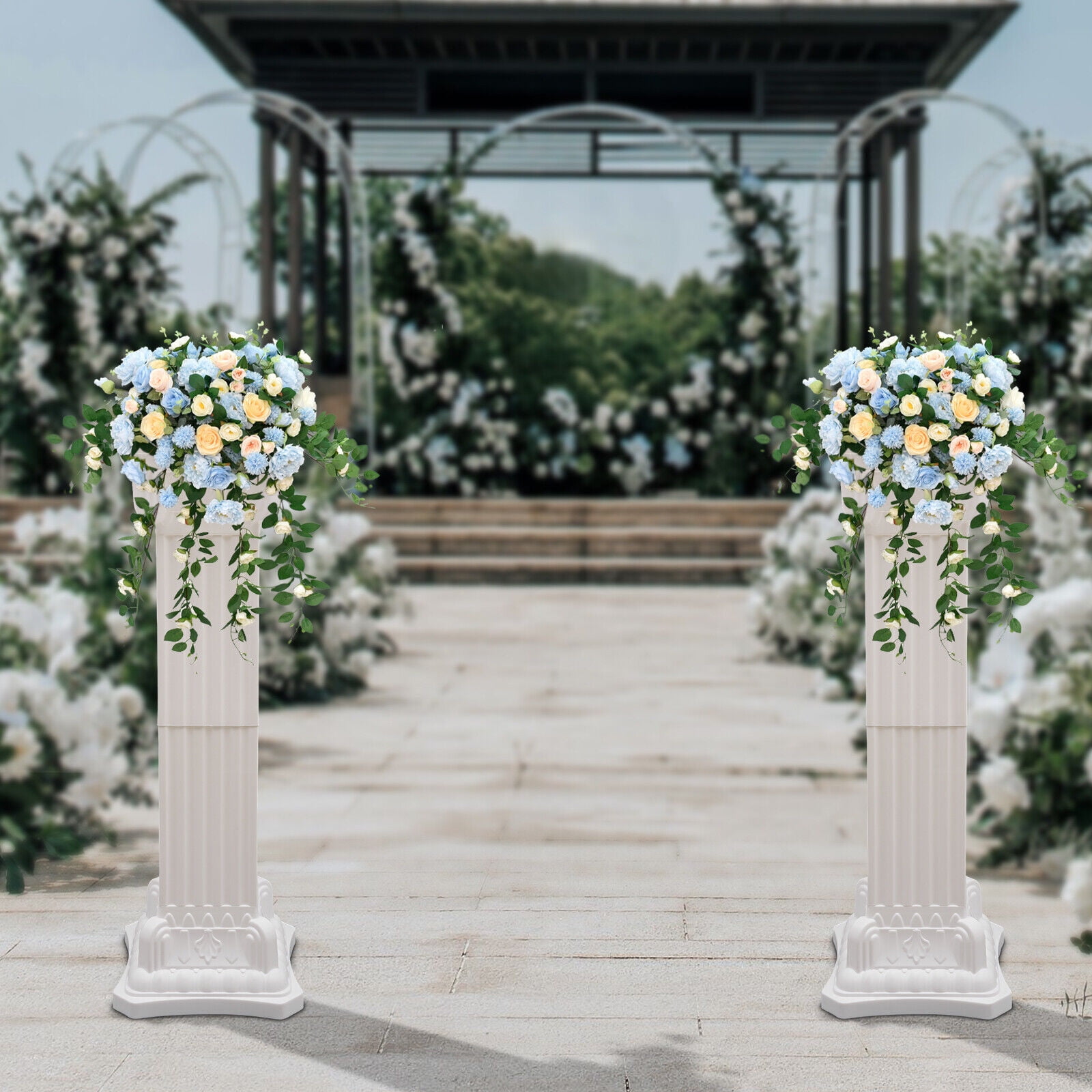 2Pcs Wedding Roman Column, Wedding Party Plant Pot Pedestal Bracket ...