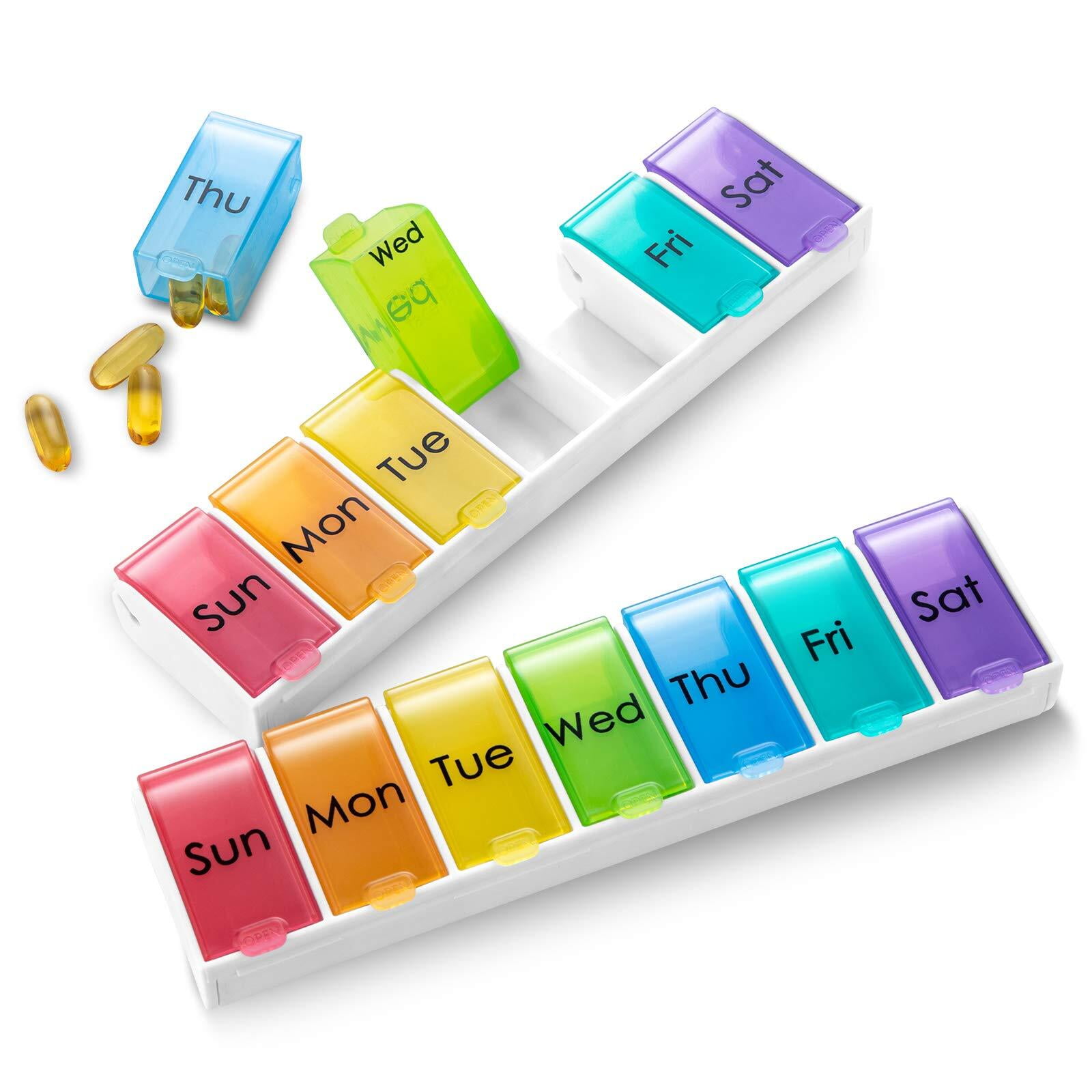 2Pcs Weekly Pill Organizer 7 Day,Daily Pill Box Quick-Refill Medicine ...