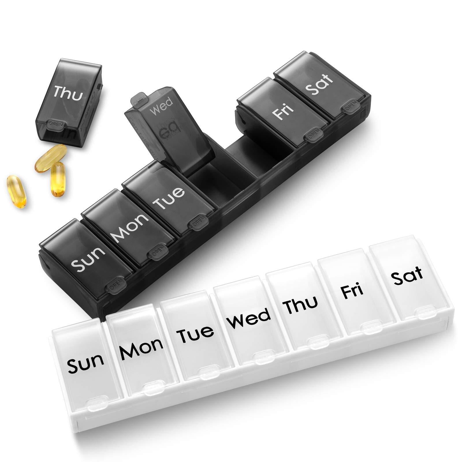 2Pcs Weekly Pill Organizer 7 Day,Daily Pill Box Quick-Refill Medicine ...