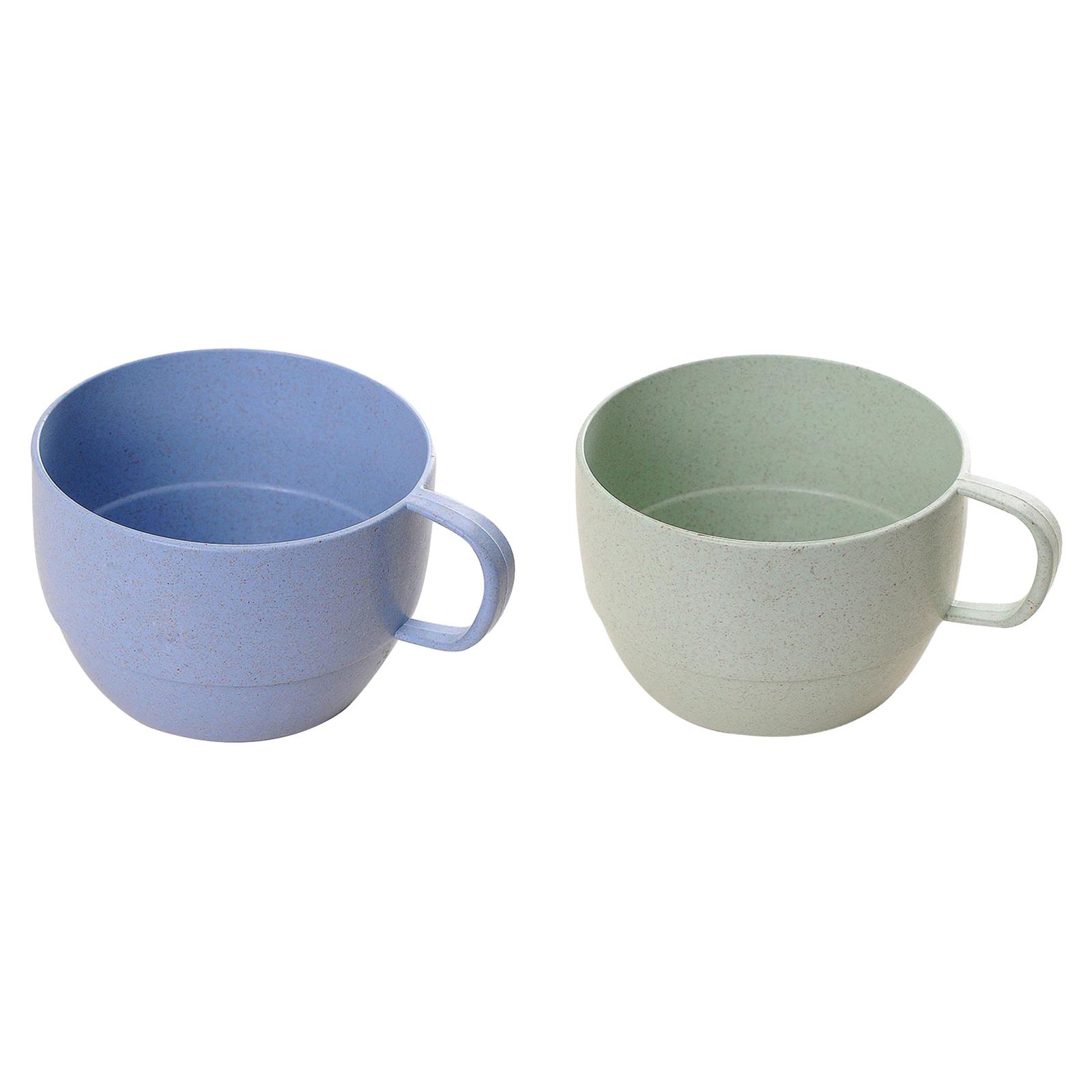 2Pcs Wheat Straw Coffee Cups with Handles Unbreakable Lightweight and ...