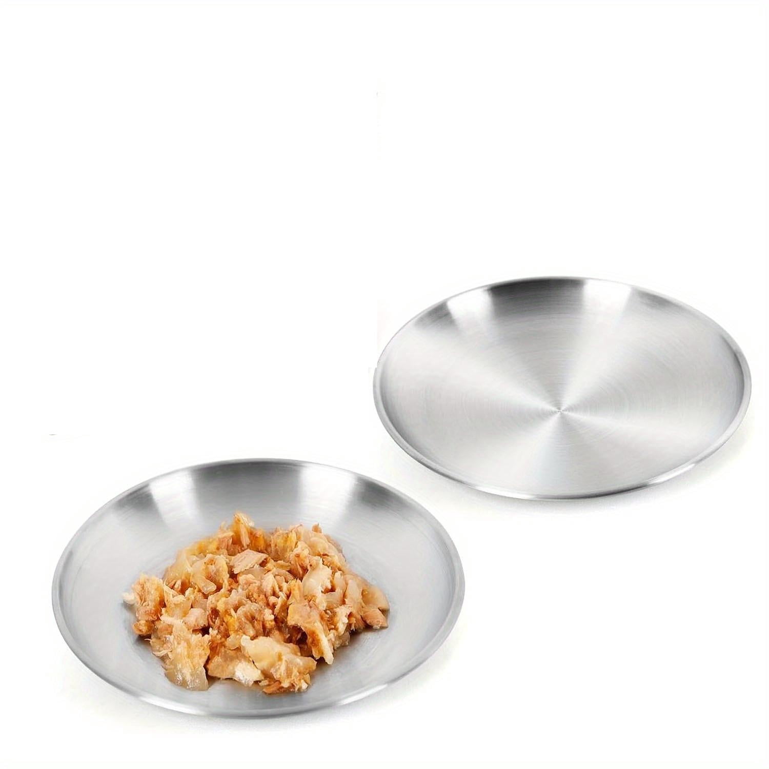 2Pcs Whisker Friendly Cat Dishes Set,Stainless Steel Shallow Cats Bowls ...