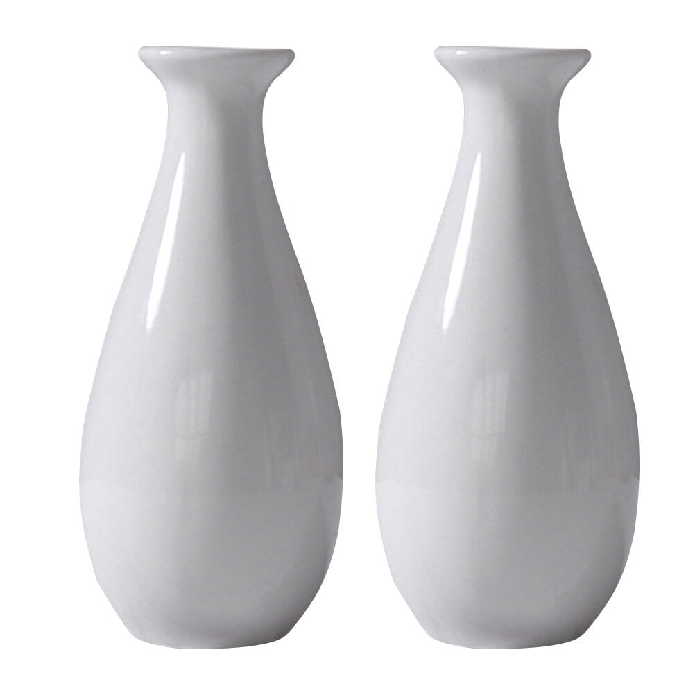2Pcs White Ceramic Vases Simple Flower Vase Modern Countertop Home ...