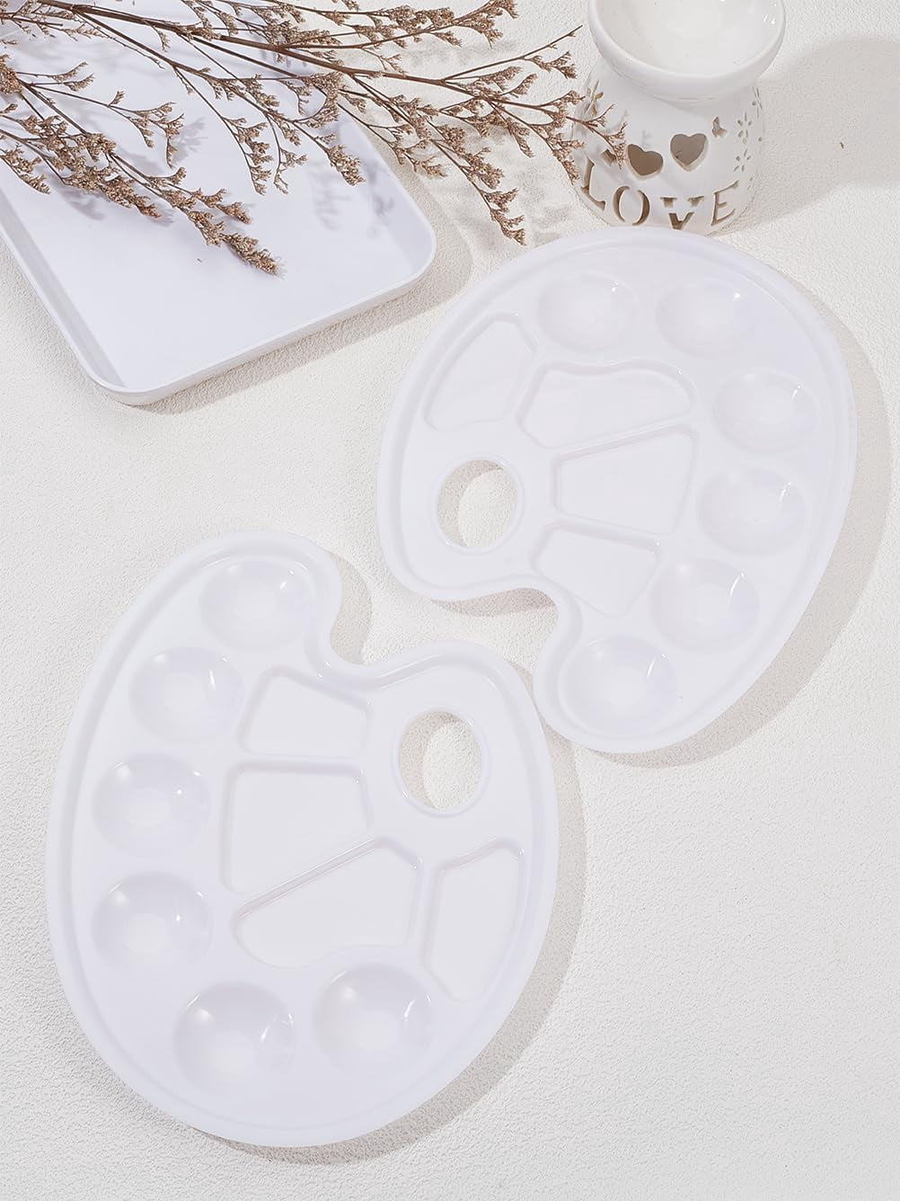 2Pcs White Draw Tray Palettes Plastic Watercolor Oil Palette Premium ...