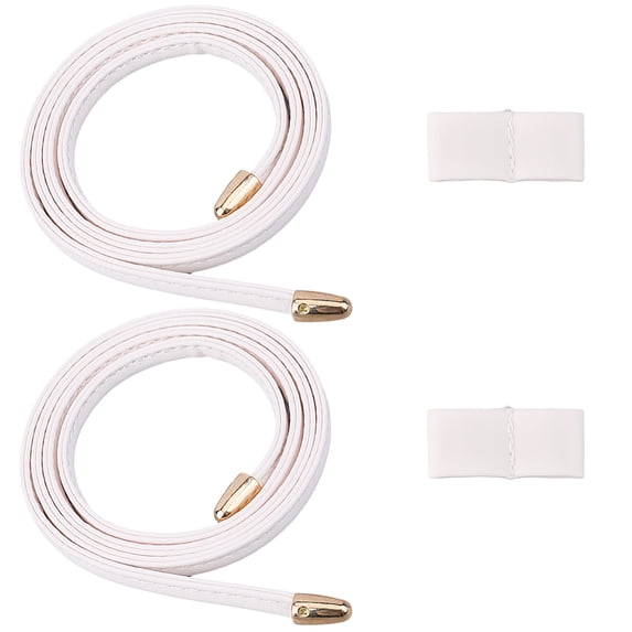 2Pcs White Flat Pu Leather Drawstring Strap Detachable Pull String ...