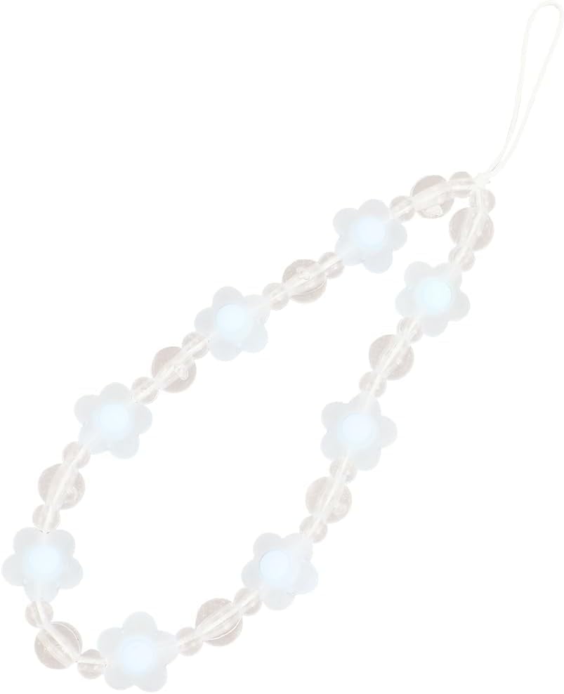 2Pcs White Flower Phone Charms Strap Floral Cute Cellphone Charm Wrist ...