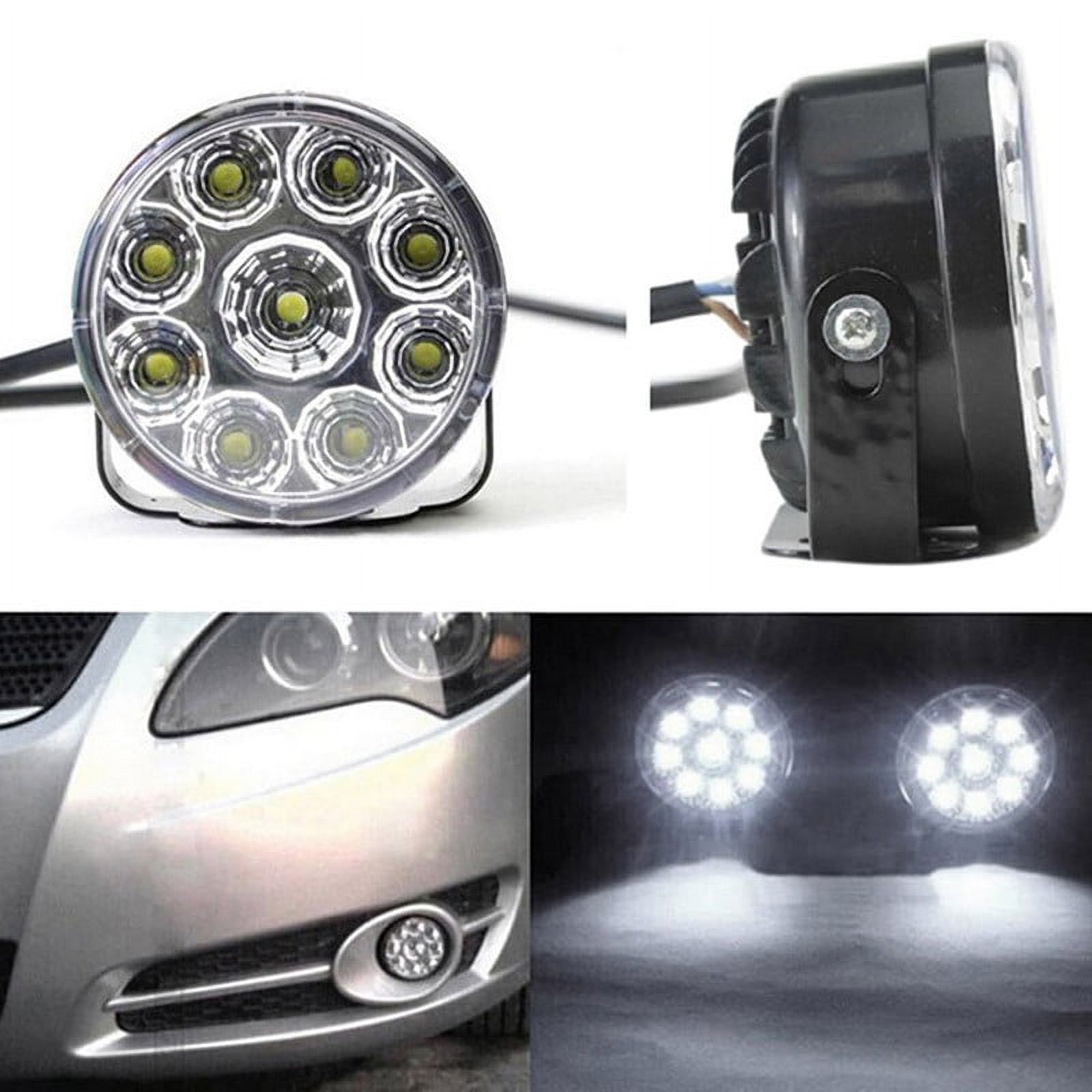 2Pcs Whites 12V 9 LED Waterproof Car Accessories Car Fog Lights Round ...