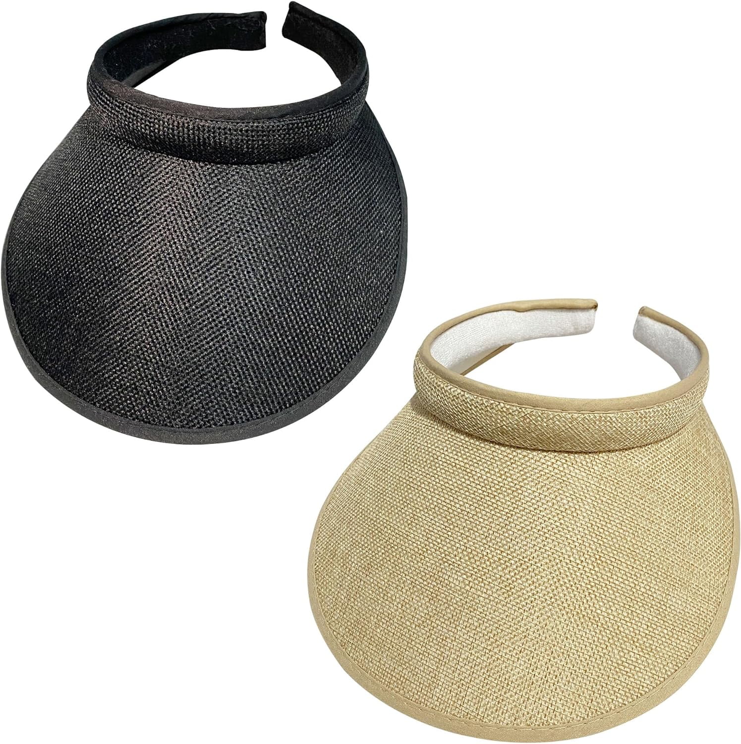 2Pcs Wide Brim Sun Visor Hats Women Men Large Clip-on Visors Hat UV ...