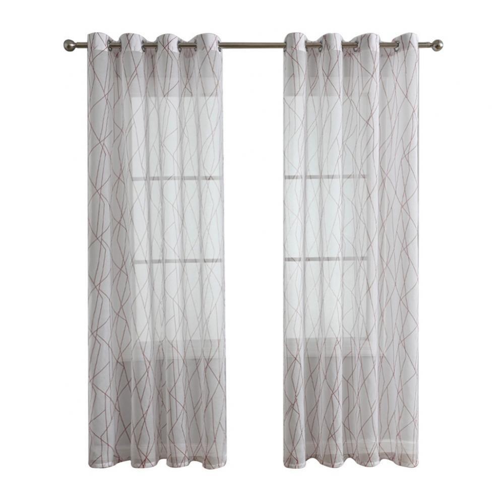 2Pcs Window Curtain Panel Modern Simplicity Window Drapes Red Stripe ...