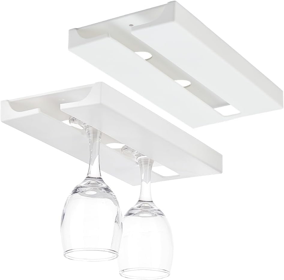 2Pcs Wine Glass Holder Under Shelf Plastic Wine Glass Rack No Drill ...