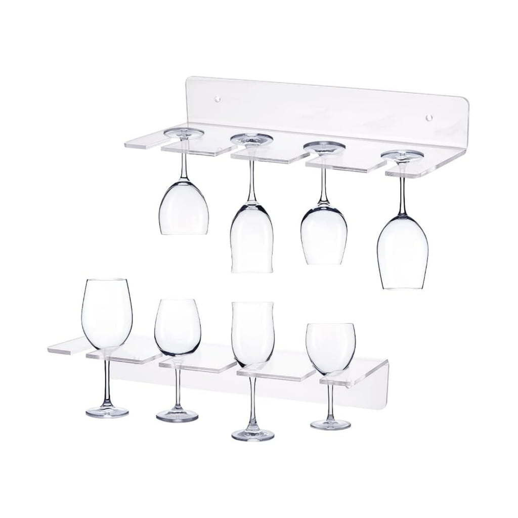 2Pcs Wine Glass Rack Hangings Wine Glasses Holder Wall Mounted Stemware ...