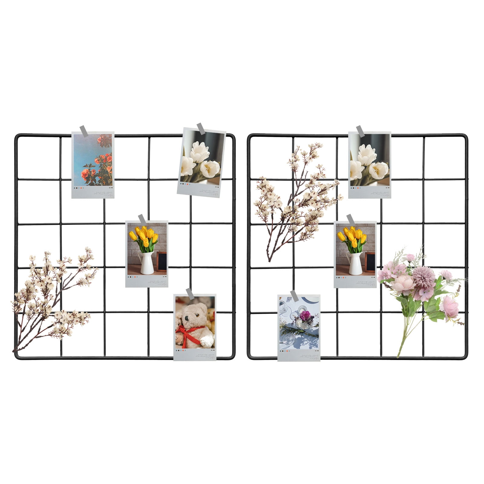 2Pcs Wire Wall Grid Panel, 10" x 10" Metal Photo Hanging Display Grid ...
