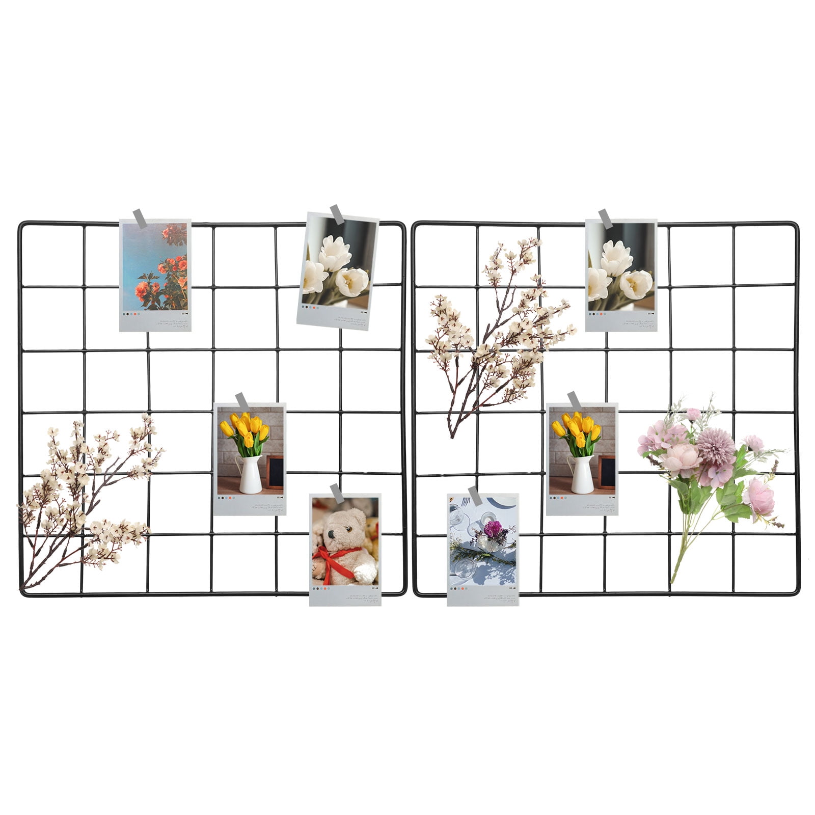 2Pcs Wire Wall Grid Panel, 12" x 12" Metal Photo Hanging Display Grid ...