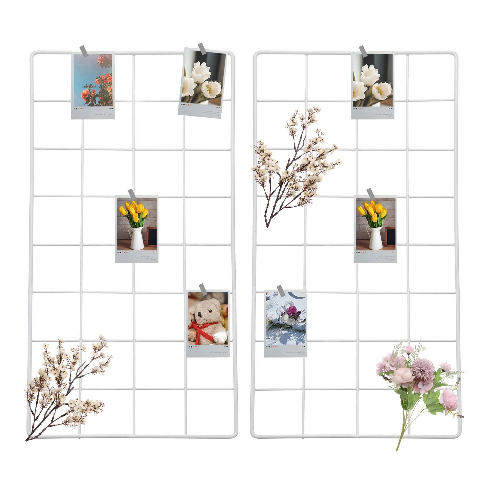 2Pcs Wire Wall Grid Panel, 16" x 8" Metal Photo Hanging Display Grid ...