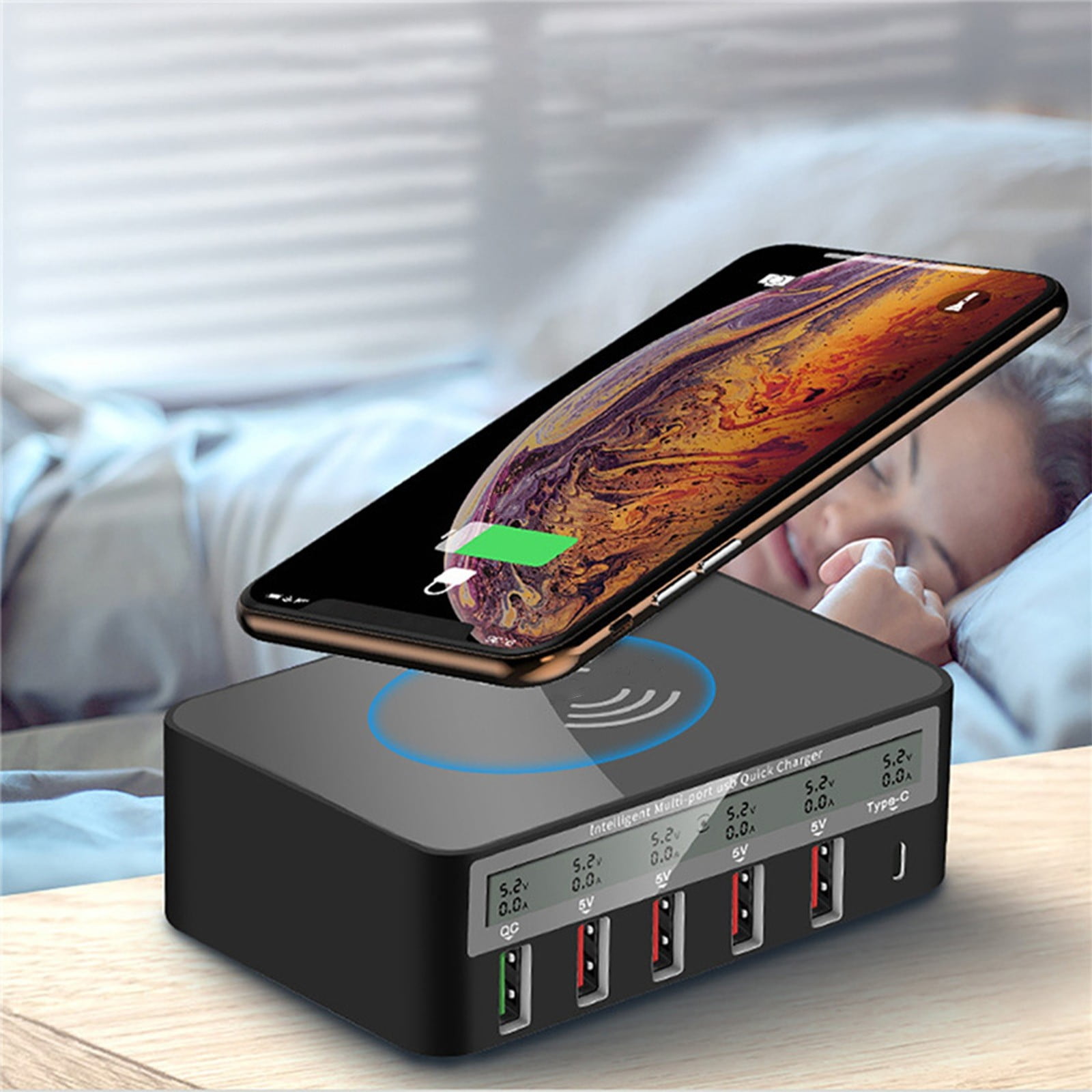 2Pcs Wireless Charging Hub, Yannianjz Wireless Charging Hub, Multi Port ...