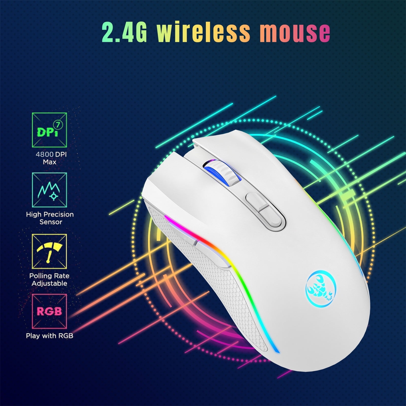 2Pcs Wireless Mouse, Kadlawus 2.4GHz Wireless Gaming Mouse with RGB ...