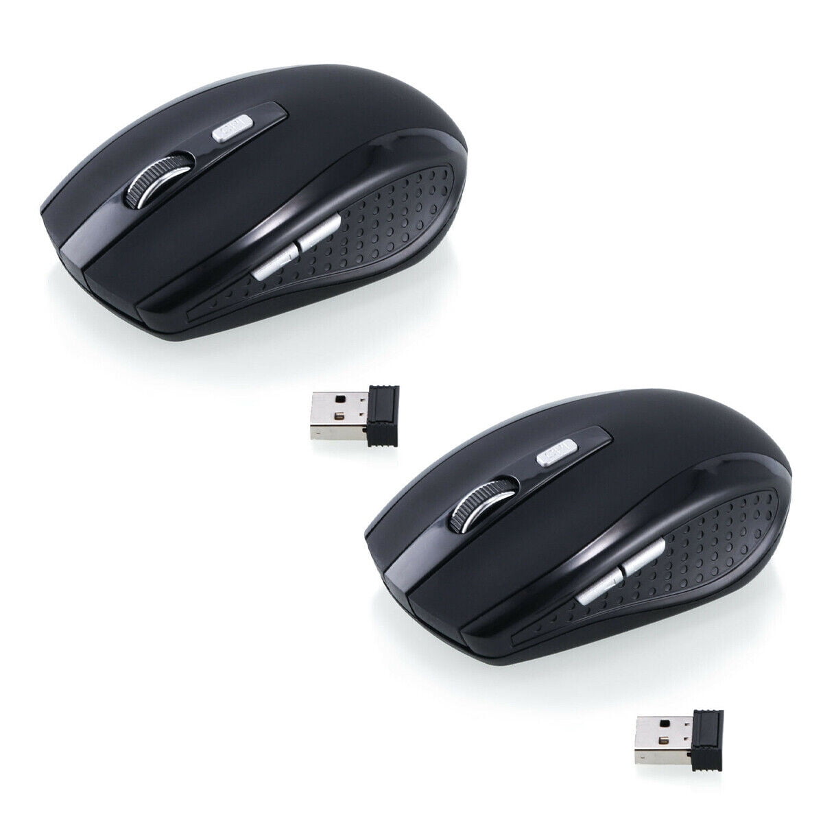 2Pcs Wireless Optical Black Mouse Mice & USB Receiver For PC Laptop ...