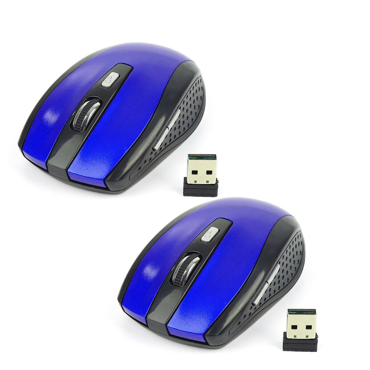 2Pcs Wireless Optical Blue Mouse Mice & USB Receiver For PC Laptop ...