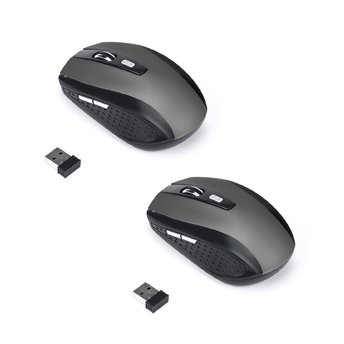 2Pcs Wireless Optical Gray Mouse Mice & USB Receiver For PC Laptop ...