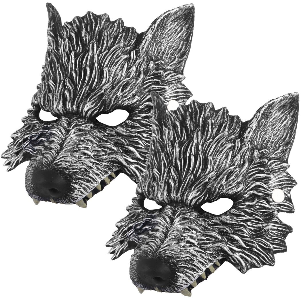 2Pcs Wolf Masks, Half-Face 3D Werewolf Masks with Elastic Strap, Animal ...