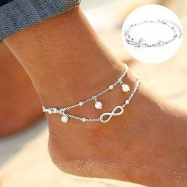 Boho Quality Turtle Layered Shell Anklet Set Silver Ankle Bracelets ...