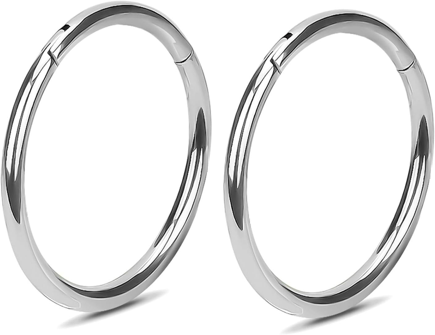 2Pcs Women Men Titanium Nose Rings Hoops 20G 18G 16G Hinged Nose ...