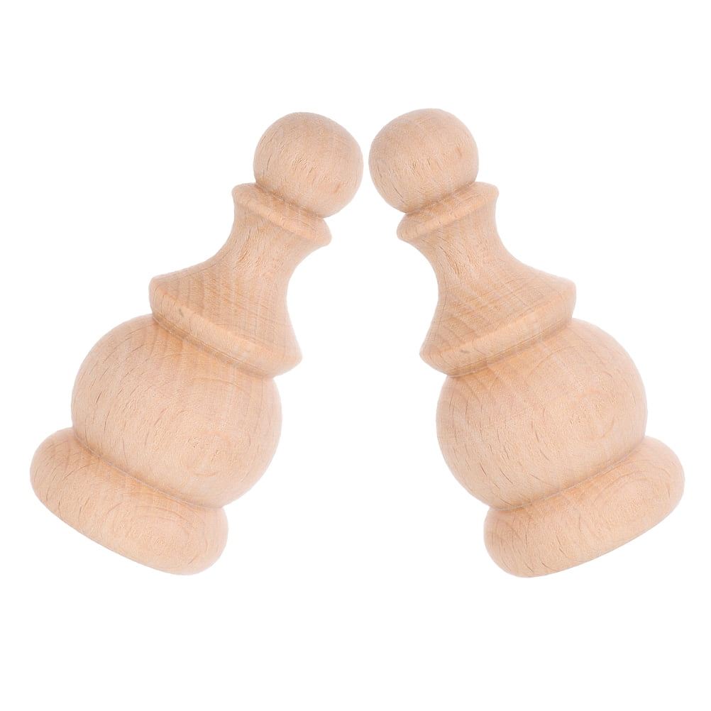 PartyKindom decorative wood finials Wooden Finial Light Yellow 2Pcs ...