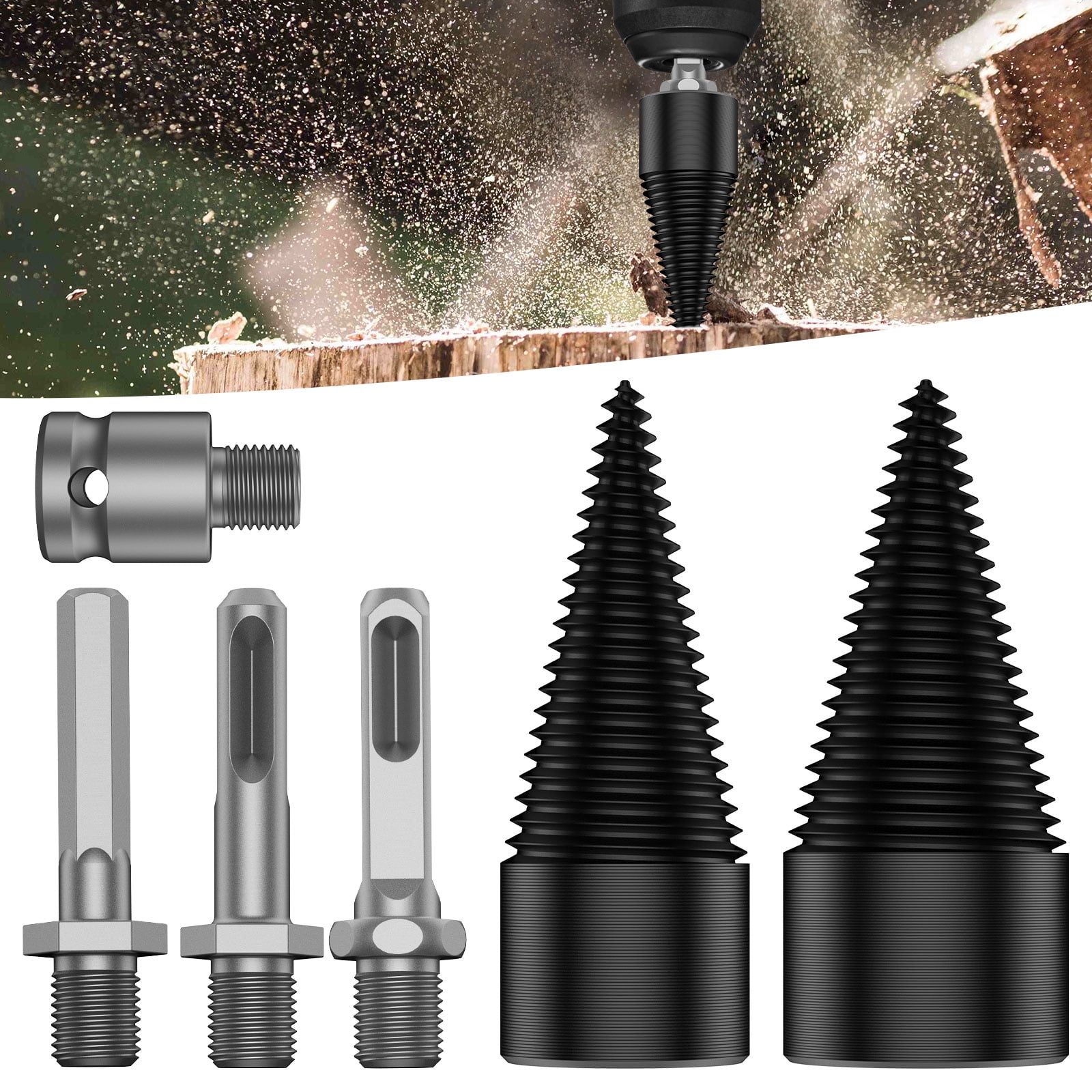 2Pcs Wood Splitter Drill Bit Set 32 mm 42 mm Steel Firewood Log ...