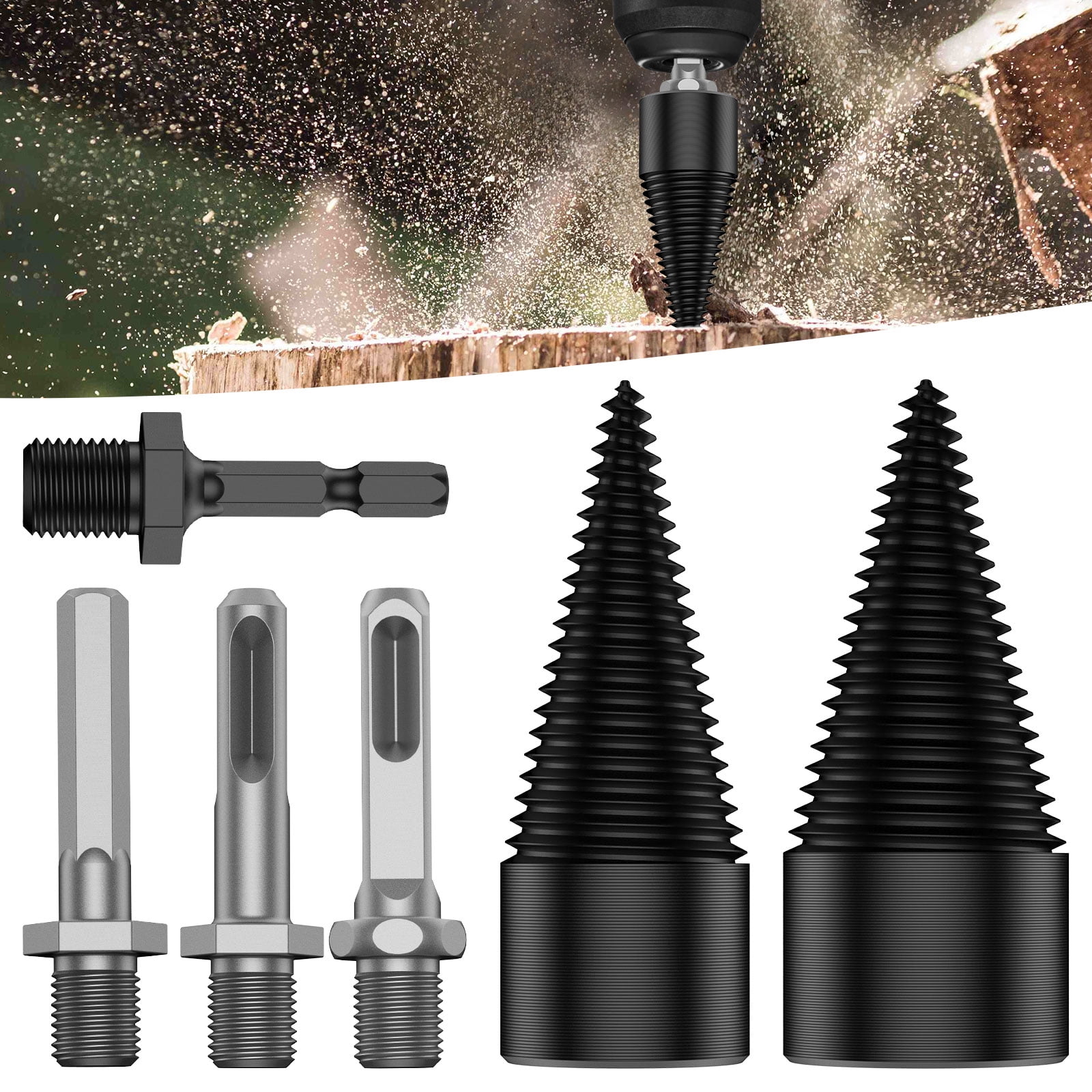 2Pcs Wood Splitter Drill Bit Set 32 mm 42 mm Steel Firewood Log ...