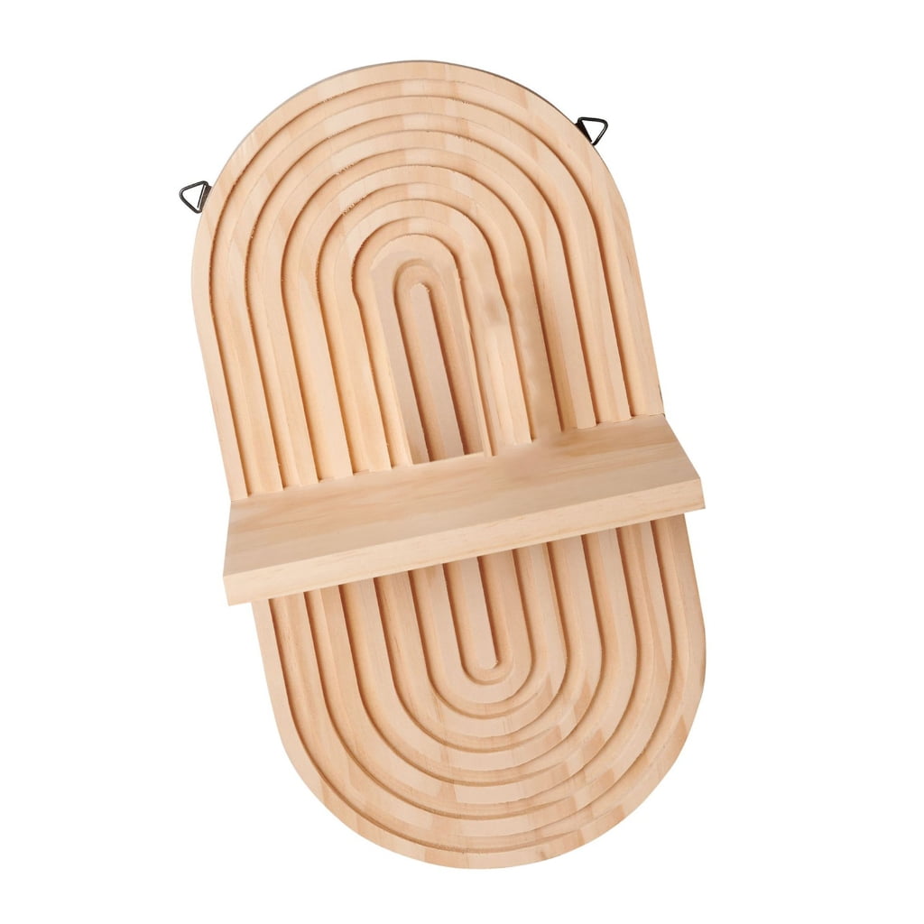 2Pcs Wood Wall Shelves Bohemian Oval Shape Decors for Bedroom and ...