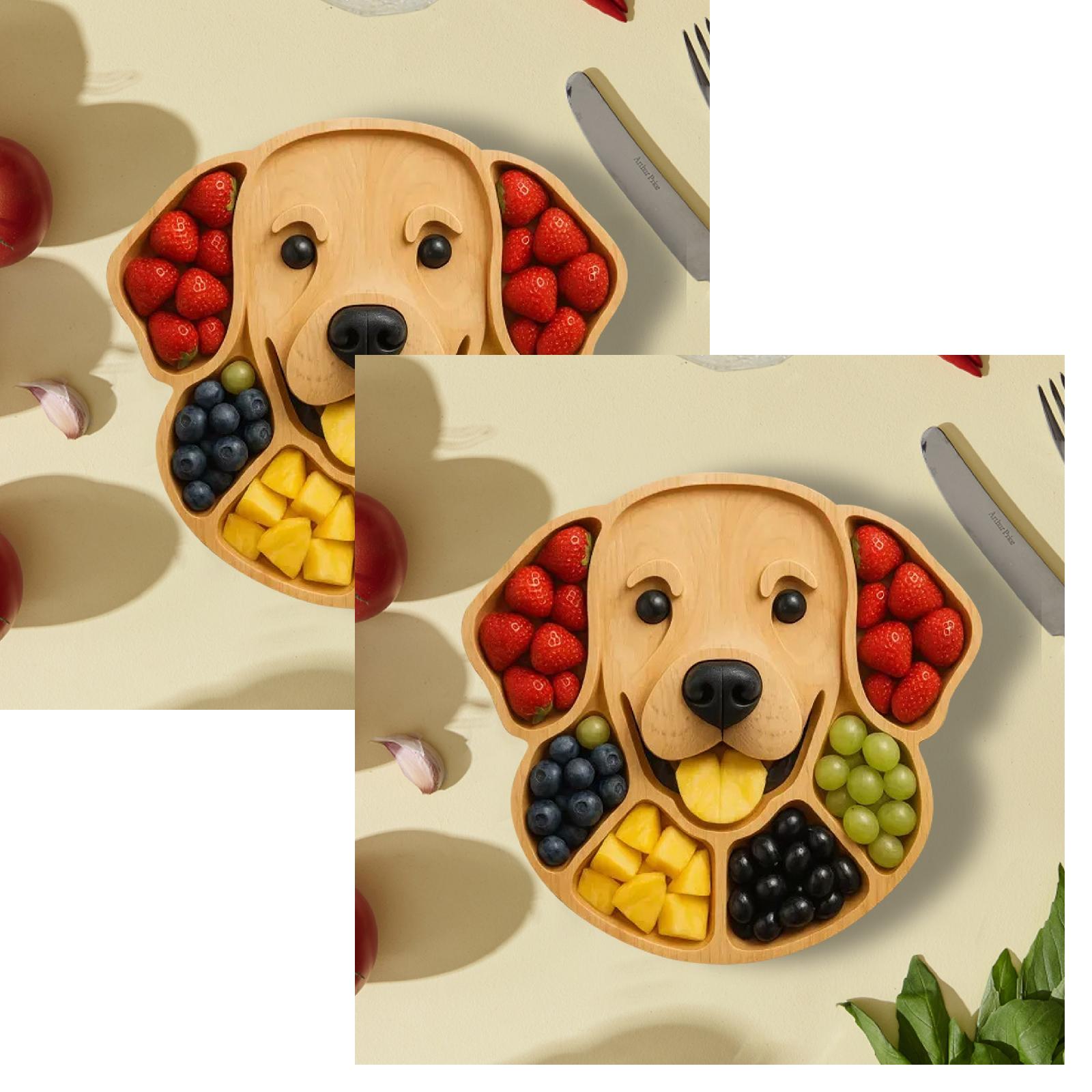 2Pcs Wooden Dog Shaped Fruit Plate For Indoor Use Decorative Serving ...