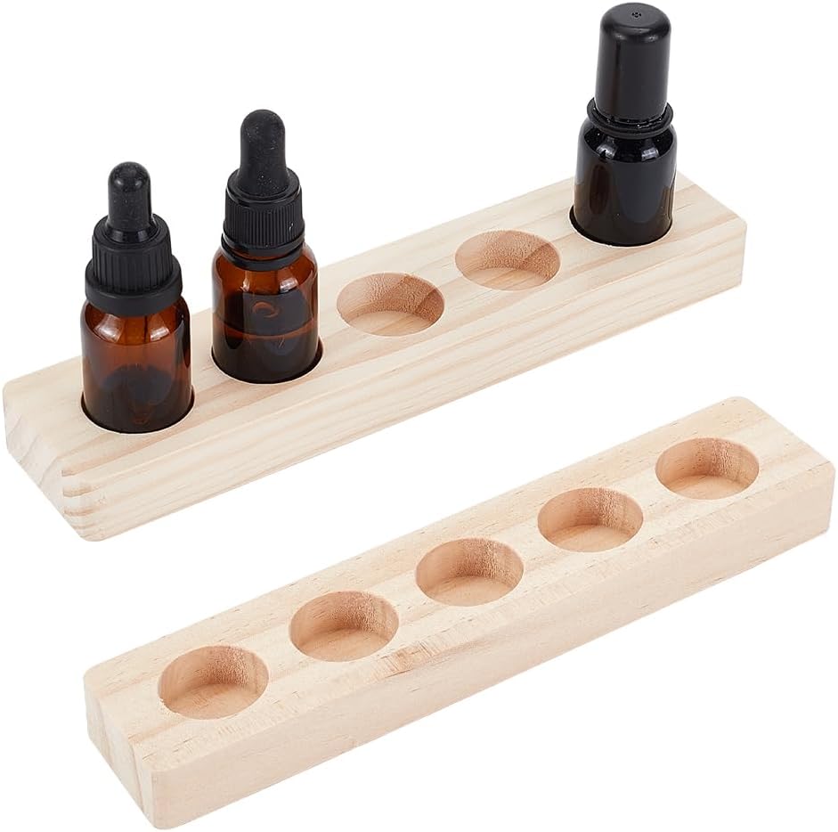 2Pcs Wooden Essential Oil Display Stand 5-Slot Wooden Essential Oils ...