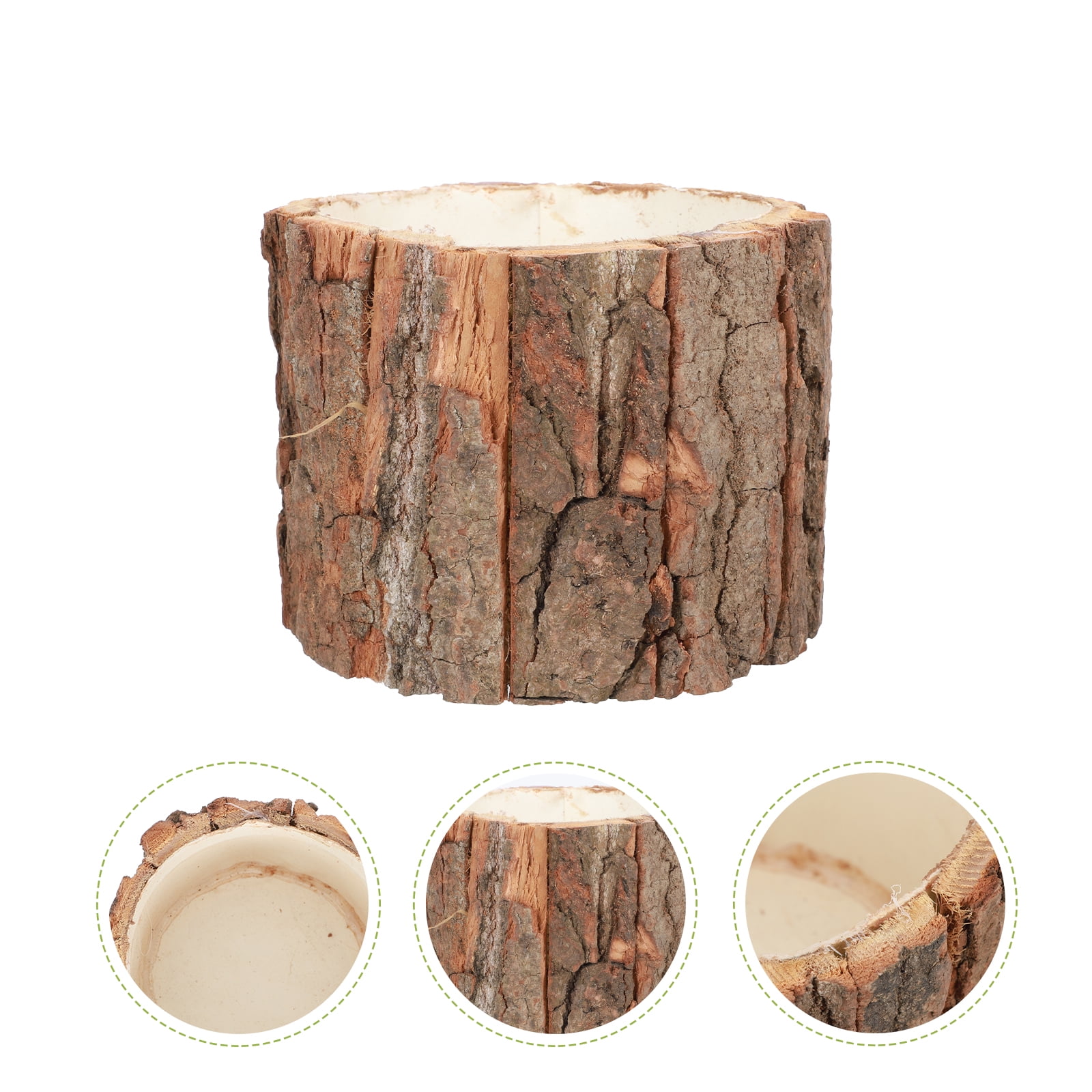 2Pcs Wooden Flower Pot Bark Bucket Planter Rustic Succulent Planters ...