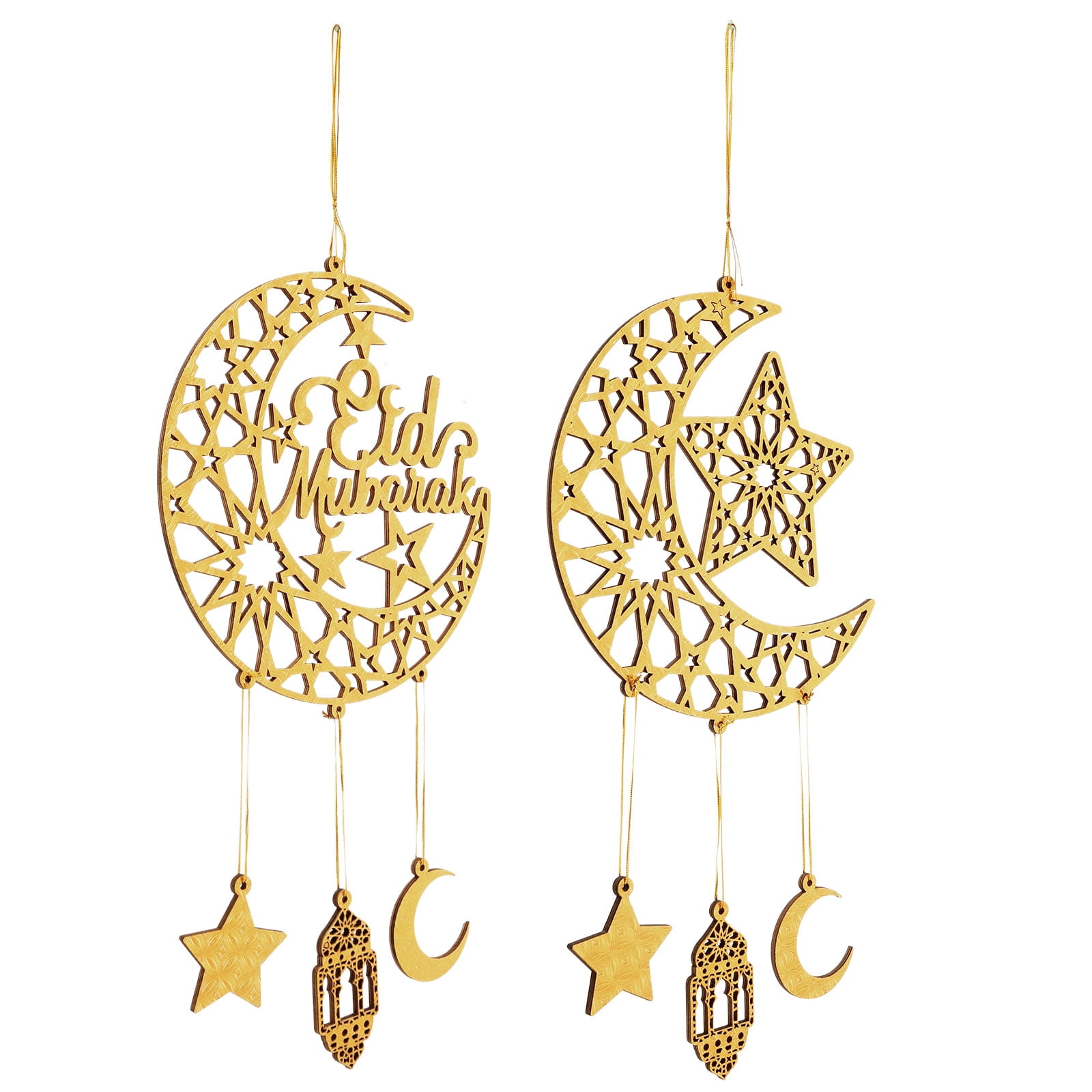 2Pcs Wooden Gold Tone Hollow Star Moon Door Sign for Banquet Theme ...