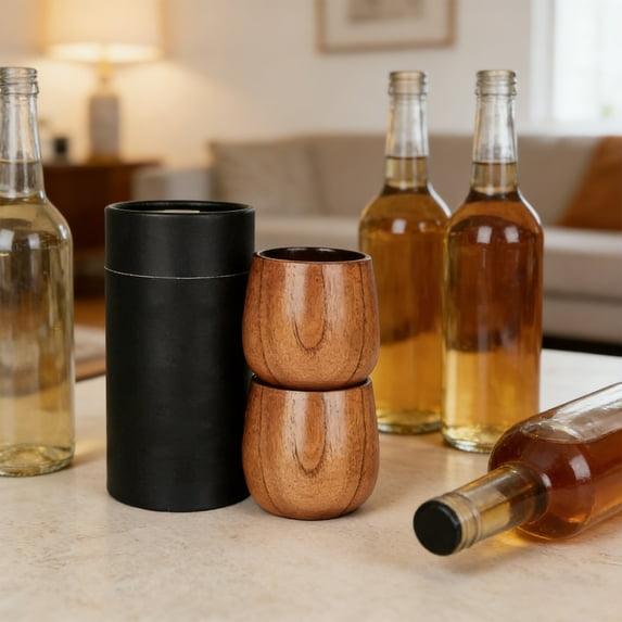 2Pcs Wooden Japanese Water Teacup, Water Coffee Mug Japanese Zen Style ...