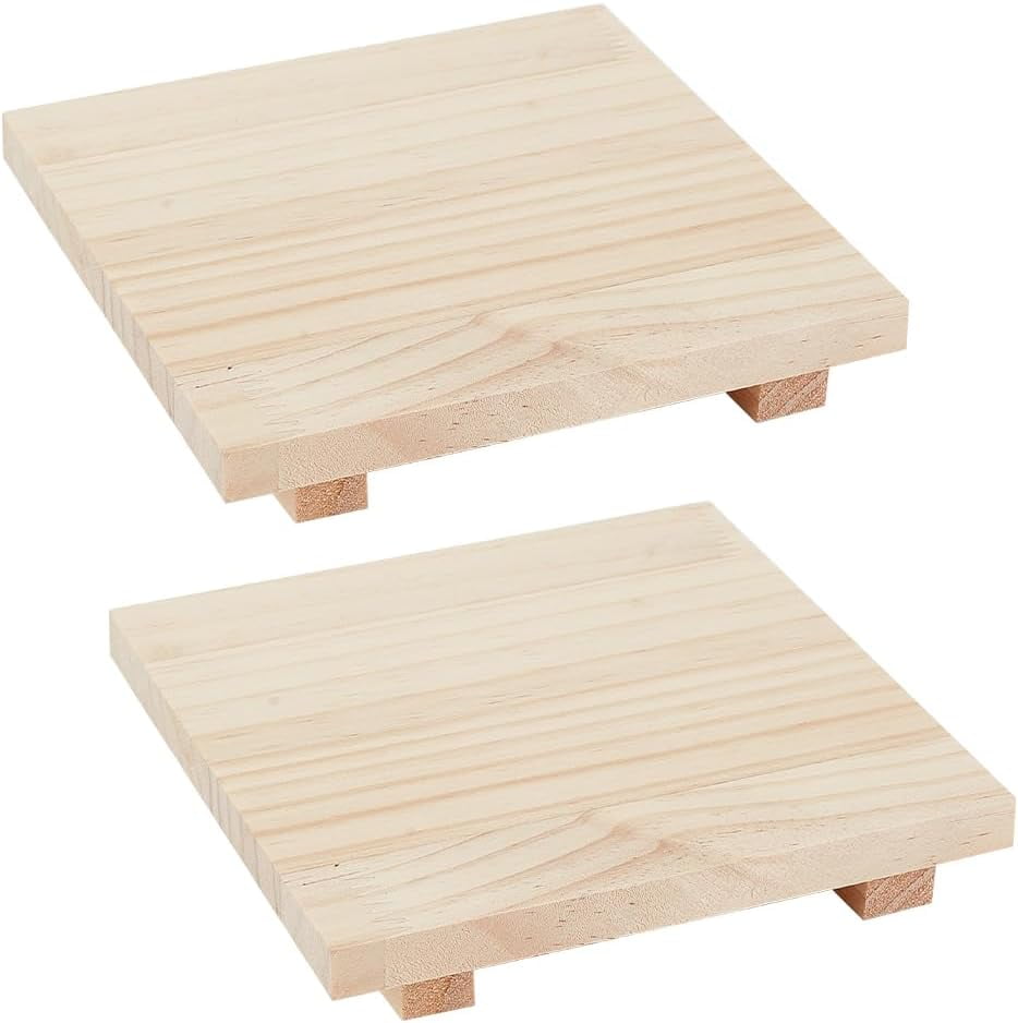 2Pcs Wooden Mat Mud Board 5.9x5.9x0.9 Inch Square Wood Clay Board Wood ...