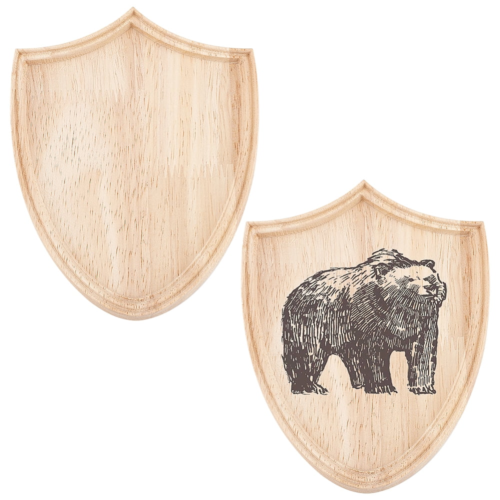 2Pcs Wooden Shield Plaque 6x4.7 inch Unfinished Wood Plaque 0.7 inch ...
