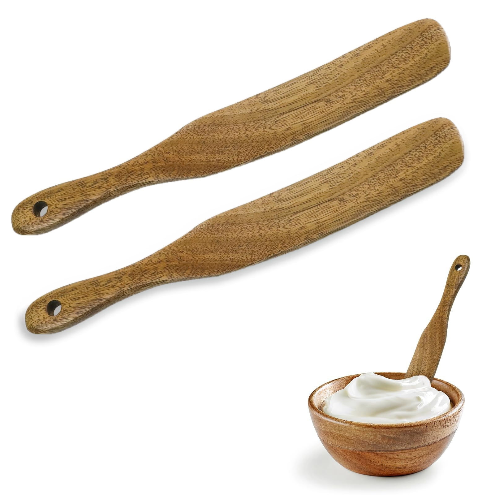 2Pcs Wooden Spatula for Cooking, 11" Sourdough Spurtles Kitchen Tools ...