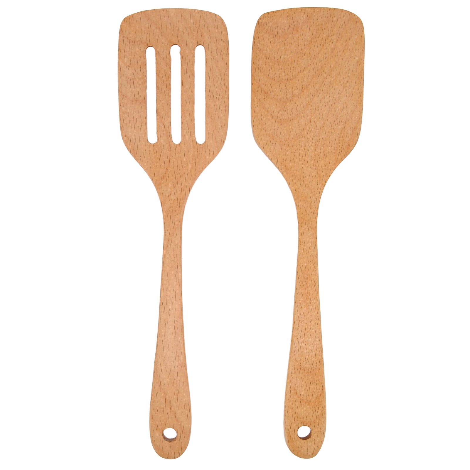 2Pcs Wooden Spatula Heat Resistant Light Weight Kitchen Cooking ...