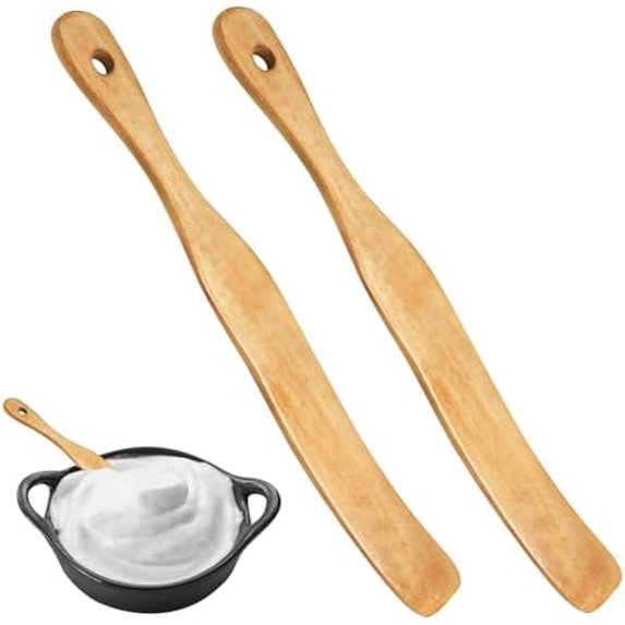 2Pcs Wooden Spatula for Cooking, Kitchen Tools Wooden Spurtle Spatula ...
