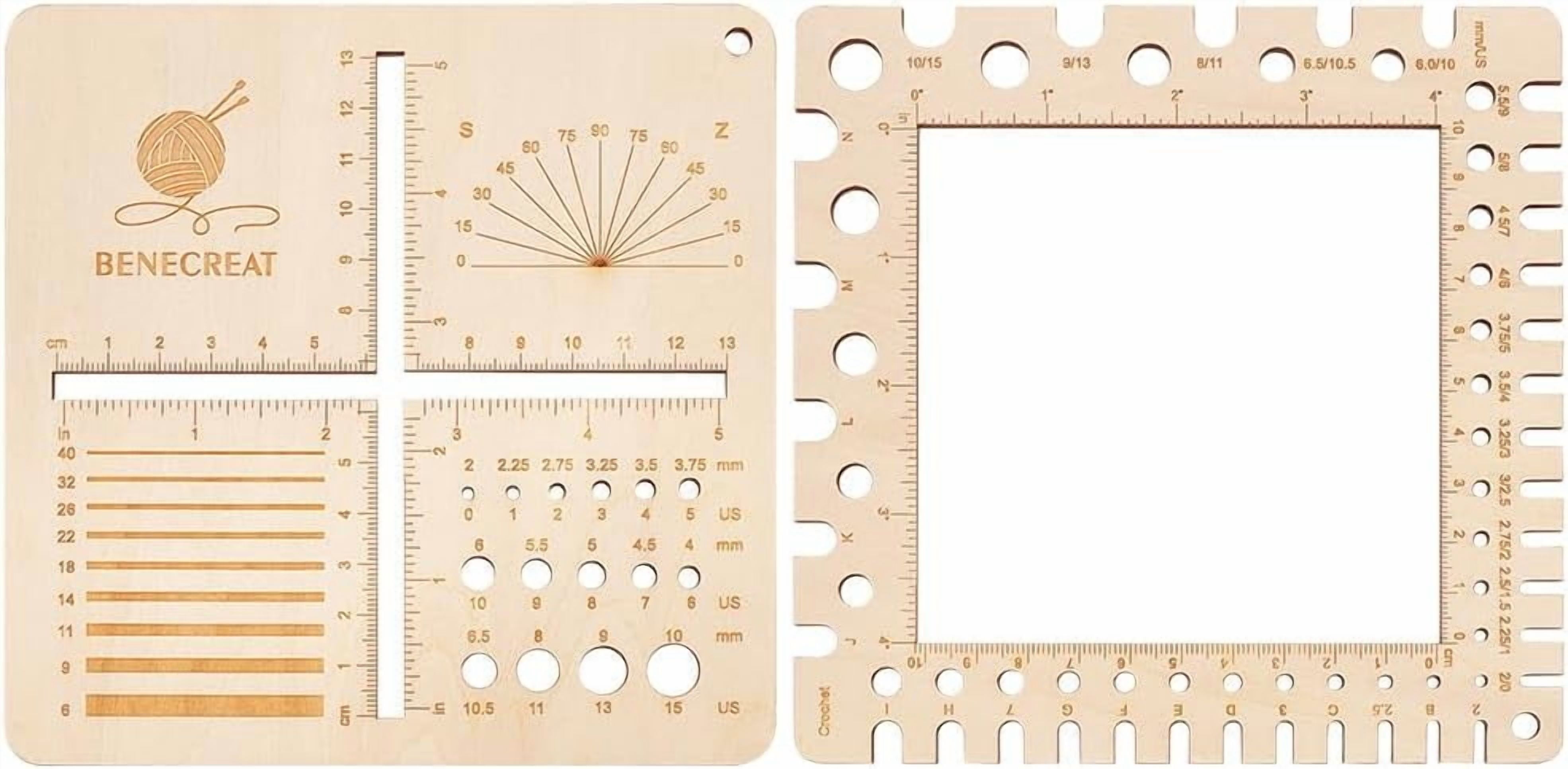 2Pcs Wooden Swatch Gauge Knitting Needle Gauge Rulers Multifunction ...