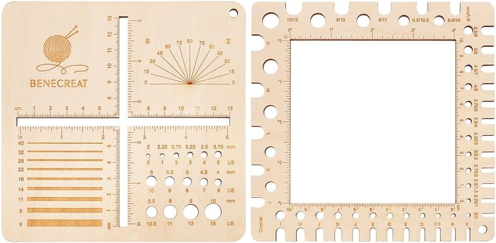 2Pcs Wooden Swatch Gauge Knitting Needle Gauge Rulers Multifunction ...