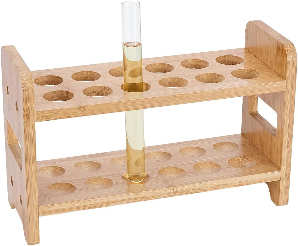 2Pcs Wooden Test Tube Rack 12-Holes Bamboo Multi-Use Cylinder Tube ...
