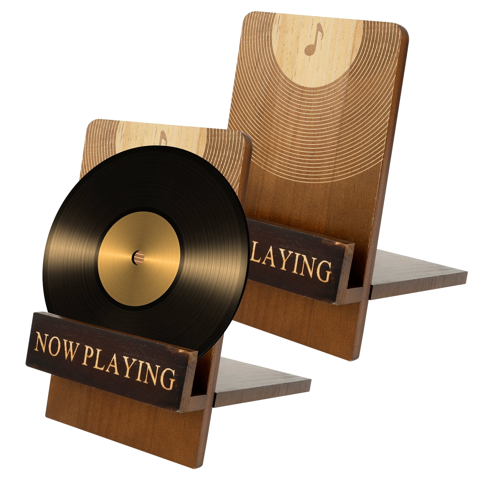 2Pcs Wooden Vinyl Record Storage Stand Multipurpose Now Playing Vinyl ...