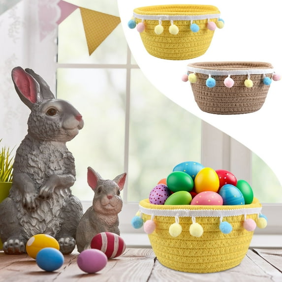 2Pcs Woven Storage Basket under $5! Kadlawus Easter Eggs Storage Basket ...