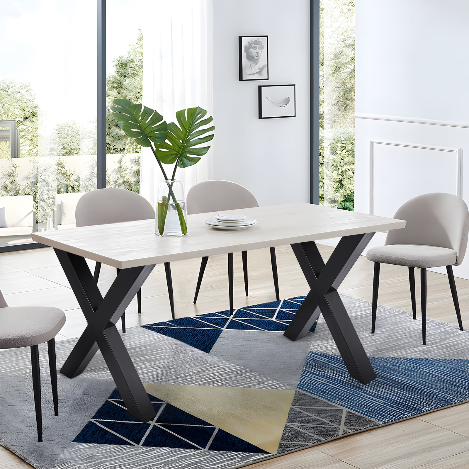 2Pcs X-Shaped Desk Legs – Heavy Duty Metal Table Legs, Industrial Style ...